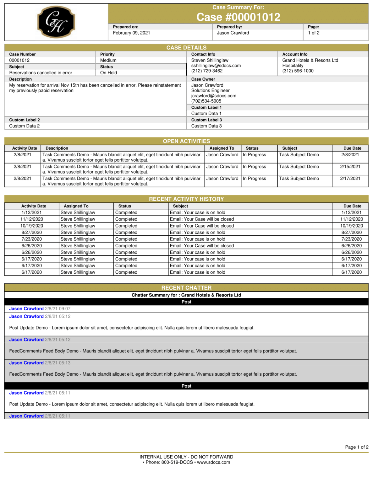 Case Summary Template: S-Docs – S-Docs Knowledge Base