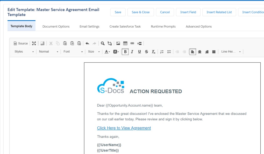Create S-Docs Email Templates – S-Docs Knowledge Base