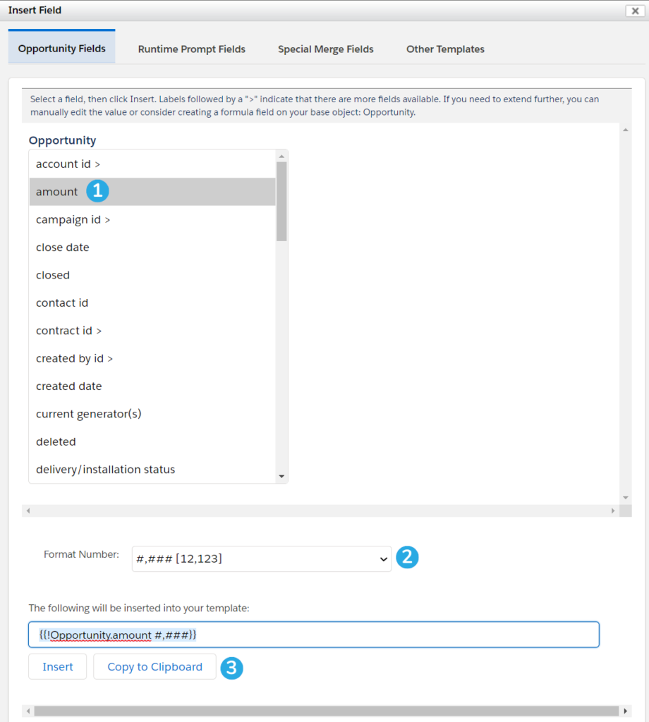 The template editor Insert Field button – S-Docs Knowledge Base
