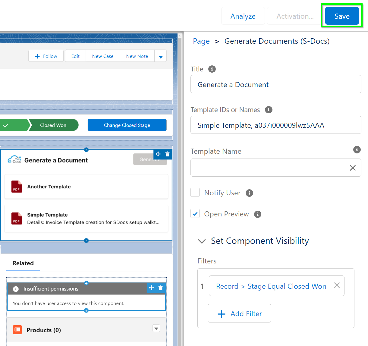 Configure the S-Docs LWC for Document Generation – S-Docs Knowledge Base