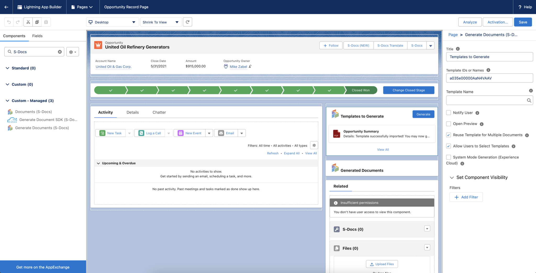 Configure the S-Docs LWC for Document Generation – S-Docs Knowledge Base