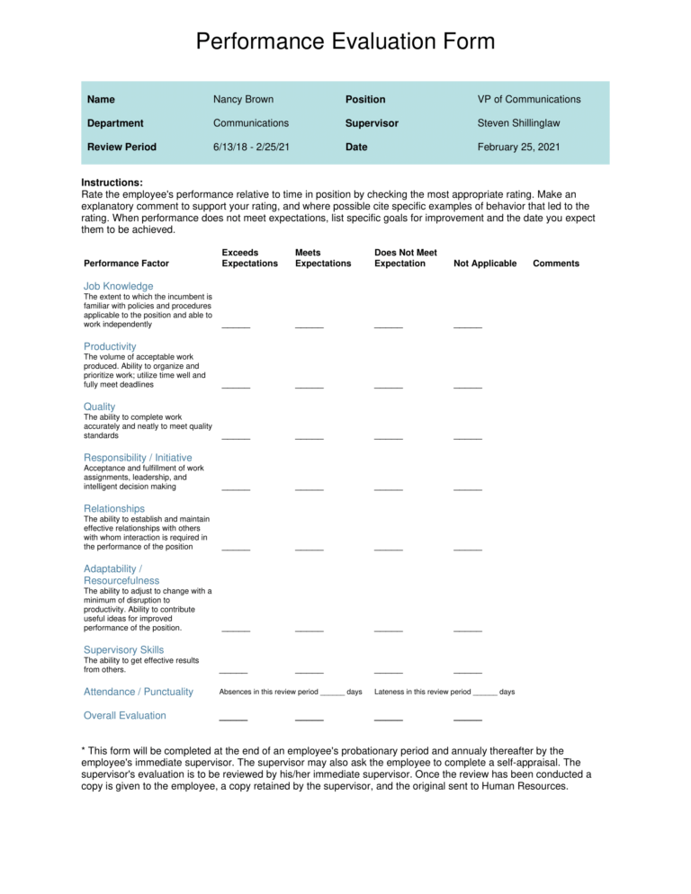 Performance Evaluation Template: S-Docs – S-Docs Knowledge Base