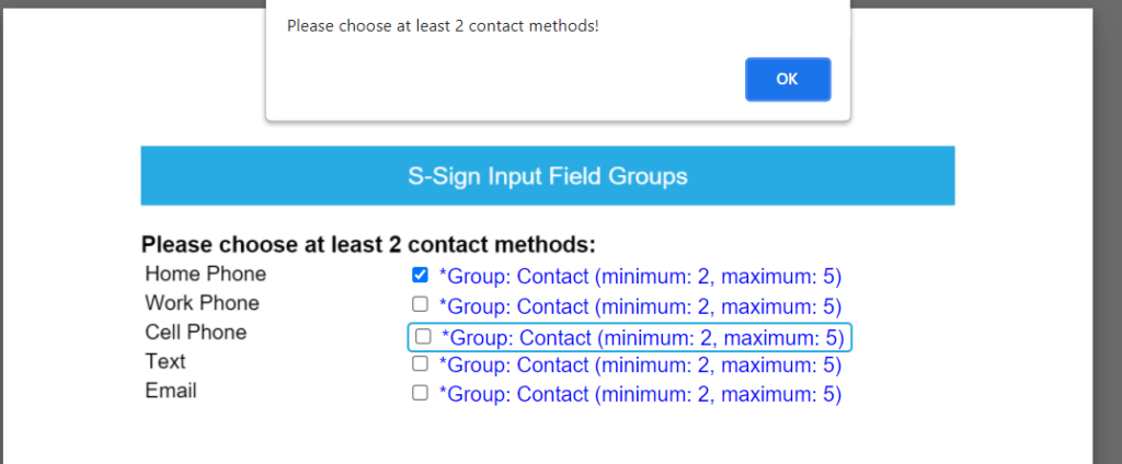 Input Field Groups – S-Docs Knowledge Base