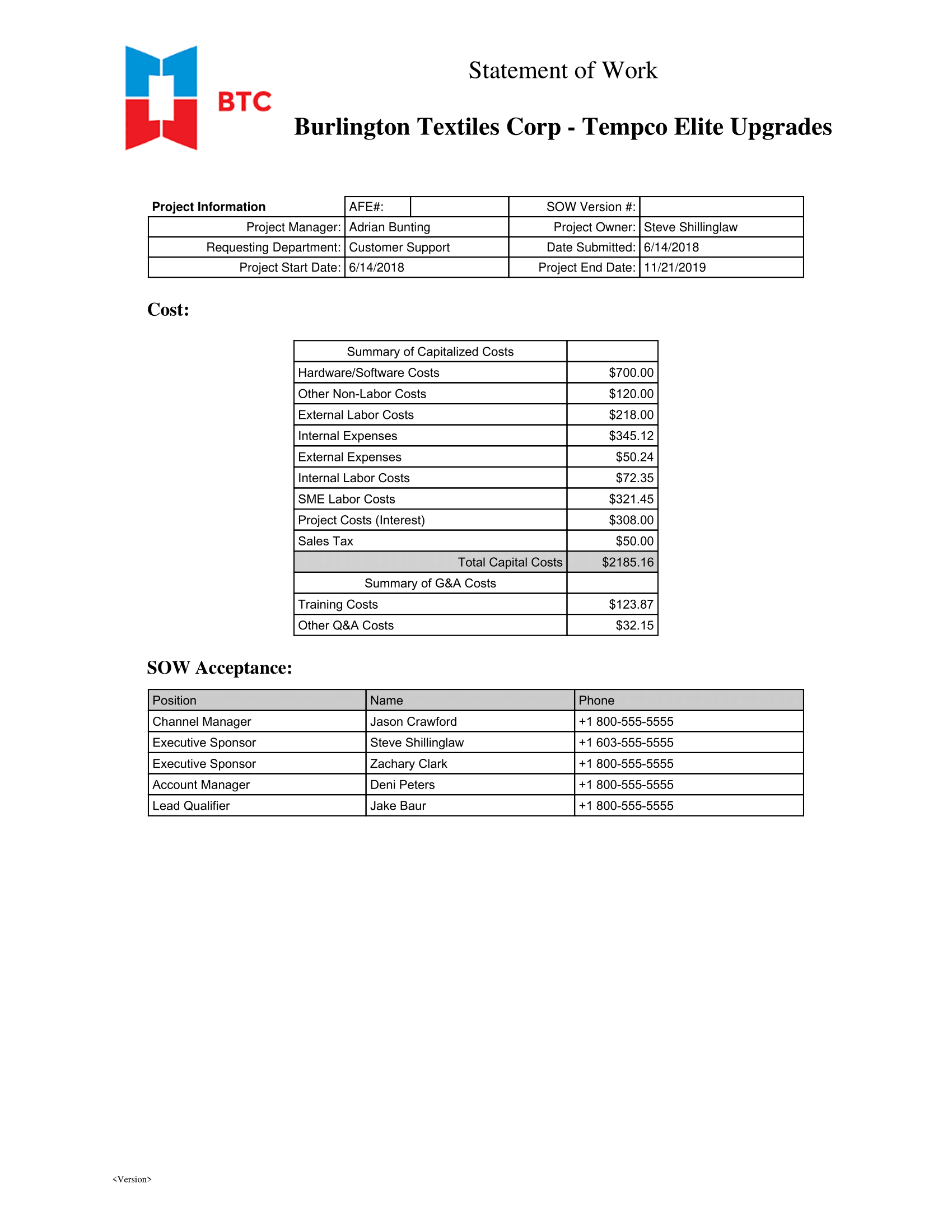 Statement Of Work Template: S-Docs – S-Docs Knowledge Base