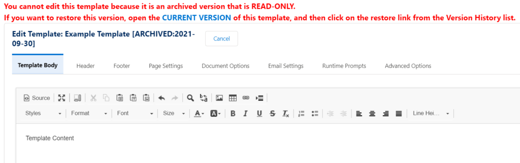 Manage Template Version History – S-Docs Knowledge Base
