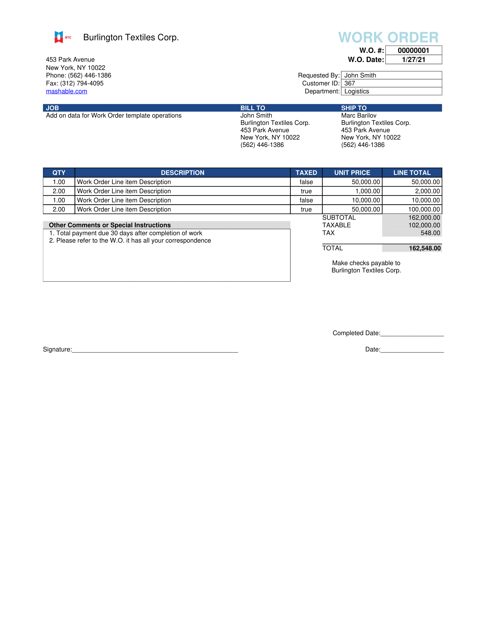 Work Order Form Template: S-Docs – S-Docs Knowledge Base