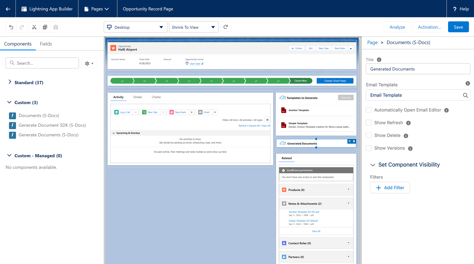 Configure The S Docs Lwc For Listing Generated Documents S Docs Knowledge Base