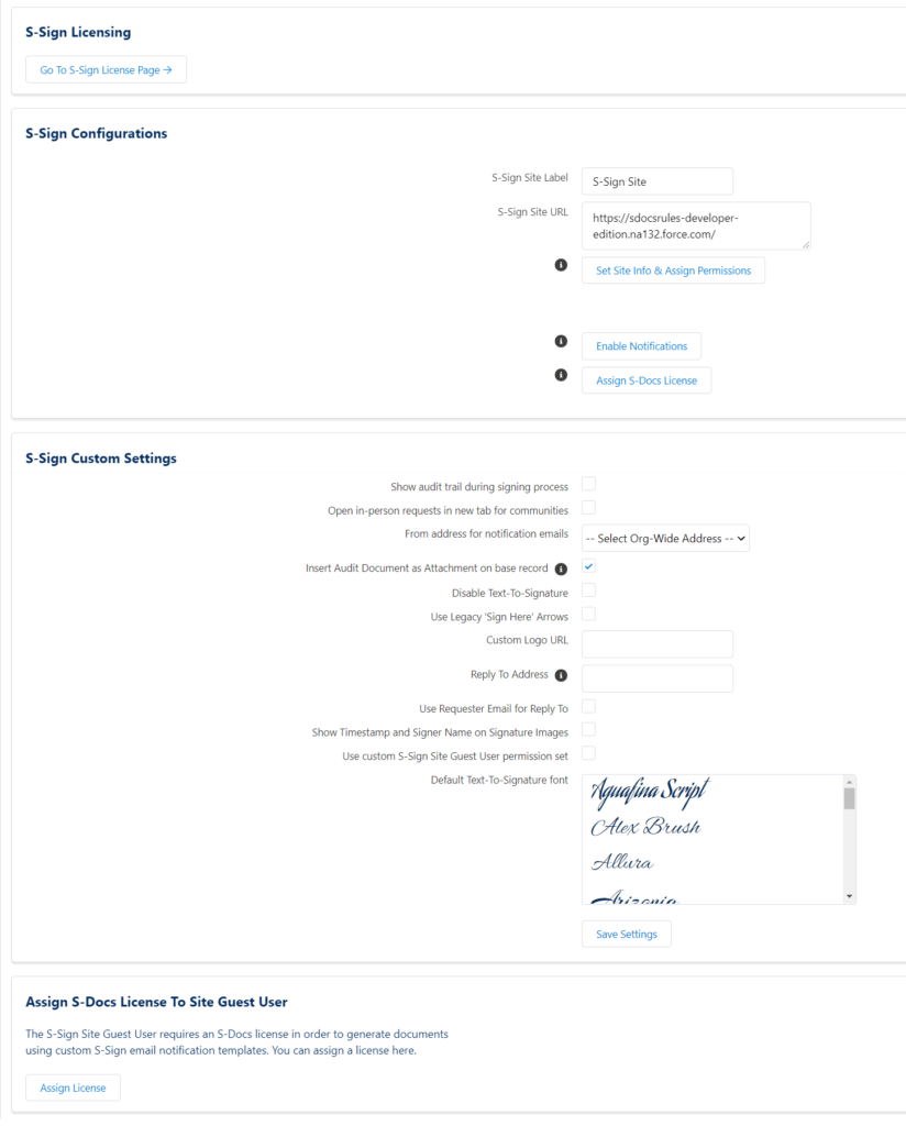 The S-Sign Setup Page – S-Docs Knowledge Base