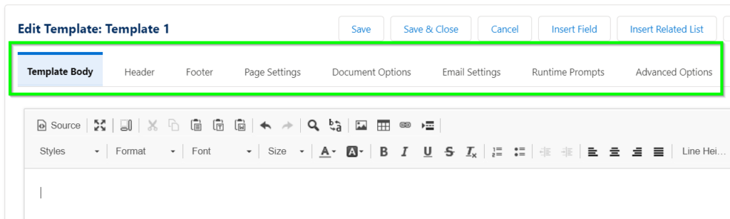 Hide Template Editor Tabs – S-Docs Knowledge Base